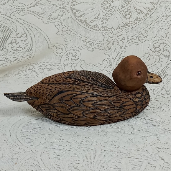 Hand Crafted | Accents | Vintage Handcarved Wooden Duck Figurine | Poshmark